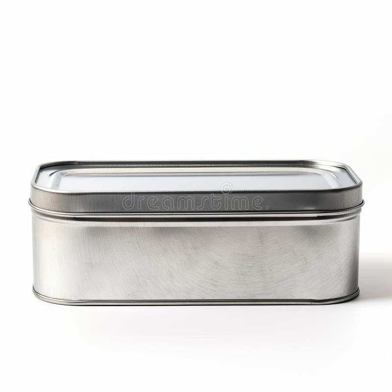 Minimalist Rectangular Tin Box with Silver Finish Design Stock ...