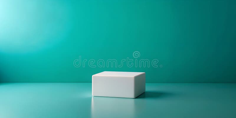 Minimalist Rectangular White Block Positioned on a Teal Surface with a ...