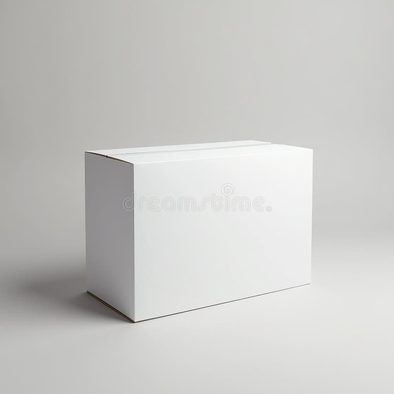 Minimalist Rectangular White Cardboard Shipping Box on Neutral Surface ...