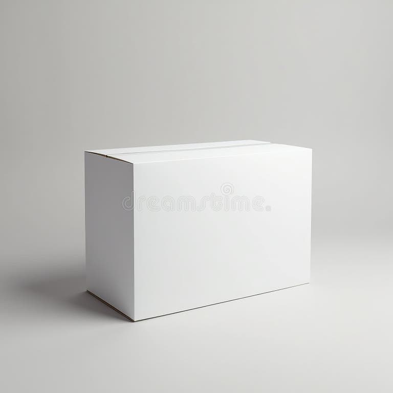 Minimalist Rectangular White Cardboard Shipping Box on Neutral Surface ...