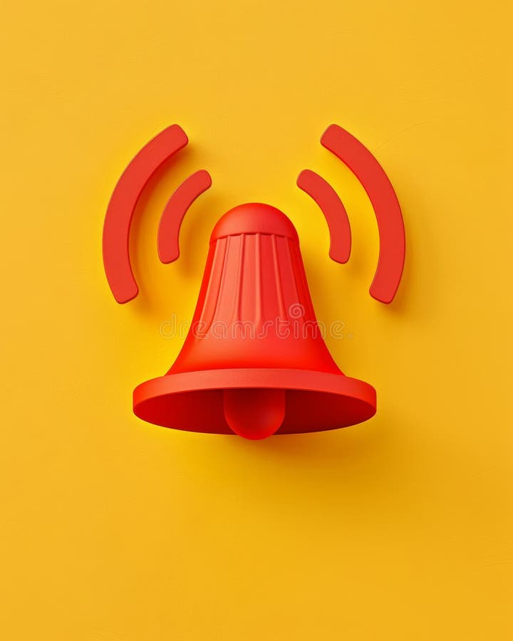 Minimalist Red Alarm Bell Symbol W/ Subtle Vibration Lines Stock ...