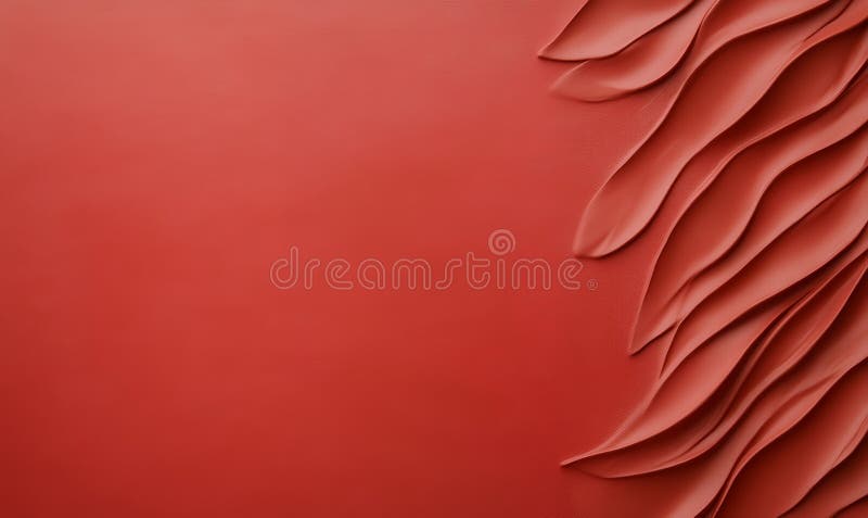 Minimalist Red Backdrop with Undulating Clay Form and Textural ...
