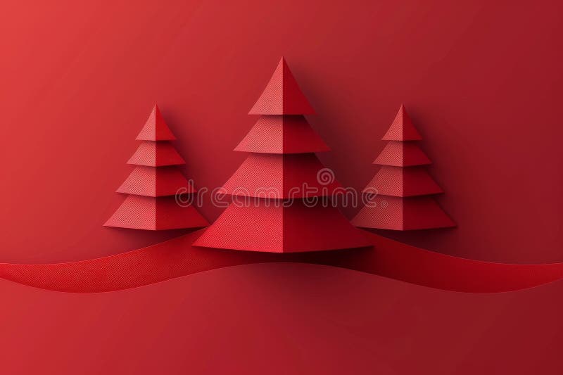 Minimalist Red Background with Three-dimensional Abstract Christmas ...