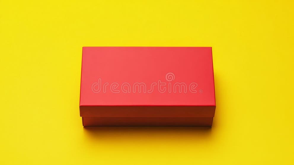 Minimalist Red Box on Bright Yellow Background for Packaging Mockup ...