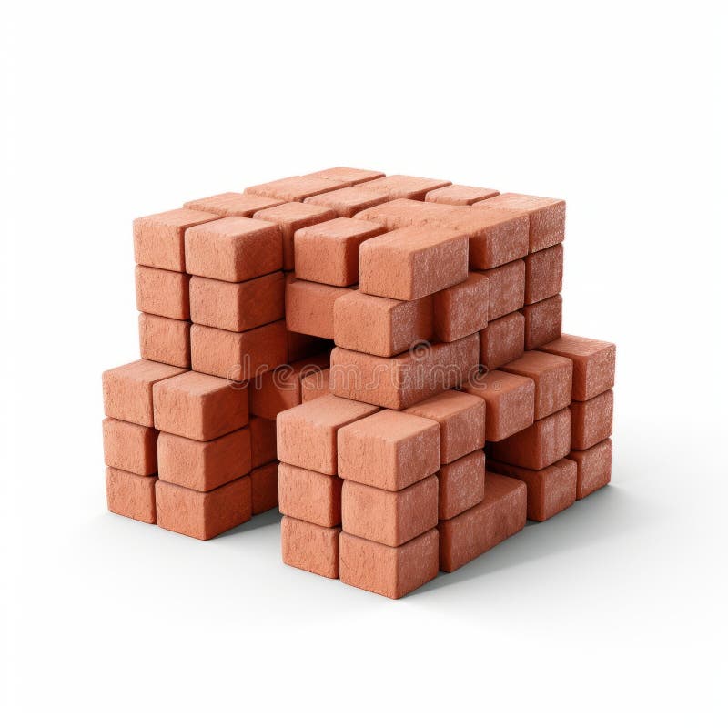Minimalist Red Brick Sculpture on White Background Stock Illustration ...