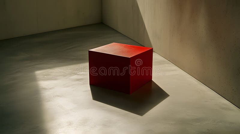 Minimalist Red Cube in a Modern Setting Stock Image - Image of corner ...