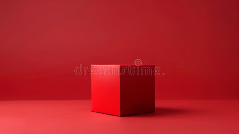 Minimalist Red Cube on Solid Red Background Stock Photo - Image of ...