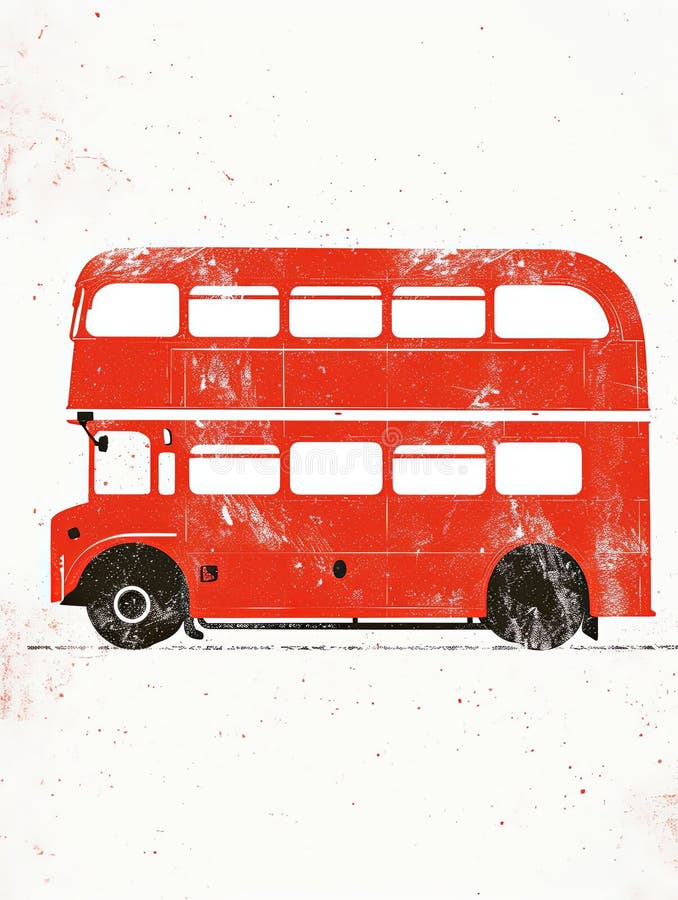 Minimalist Red Double Decker Bus on White Background Simple Screen ...