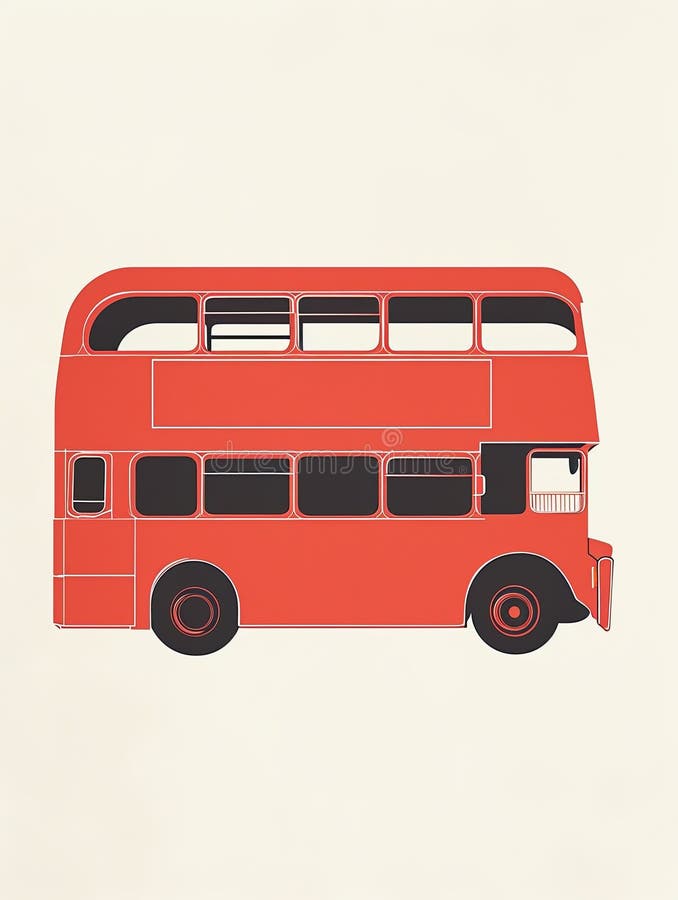 Minimalist Red Double Decker Bus on White Background Simple Screen ...