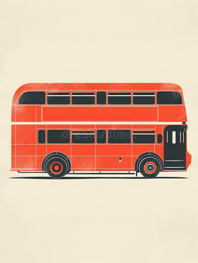 Minimalist Red Double Decker Bus on White Background Simple Screen ...
