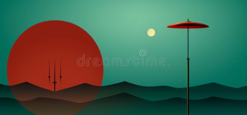 Minimalist Red on Green Background a Sophisticated and Flat Negative ...