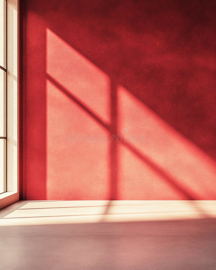 Minimalist Red Office Wall with Seamless Design and Soft Shadows in ...