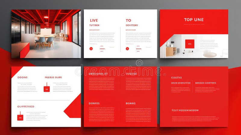 Minimalist Red Powerpoint Template Stock Illustration - Illustration of ...