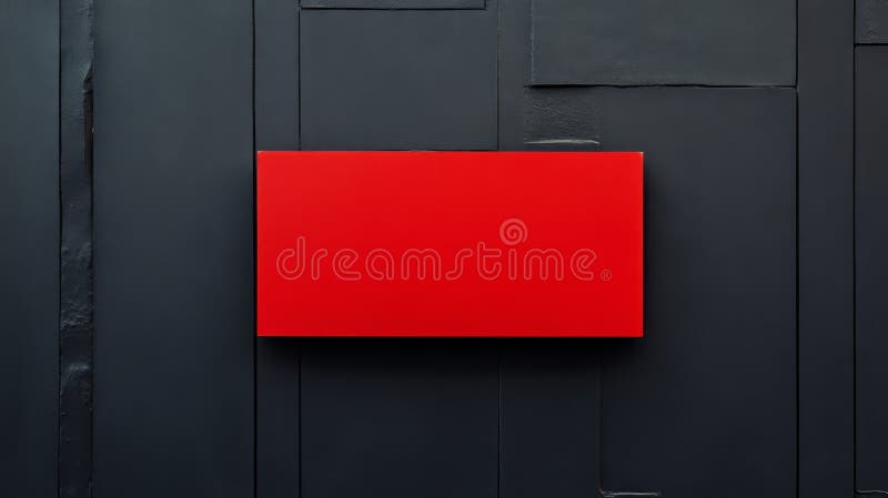 Minimalist Red Rectangle on Dark Textured Wall, Abstract Art Concept ...