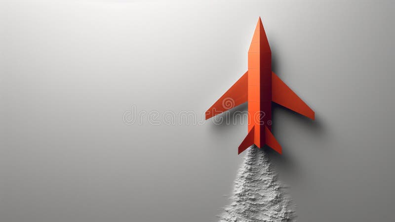 Minimalist Red Rocket Taking Off Stock Illustration - Illustration of ...