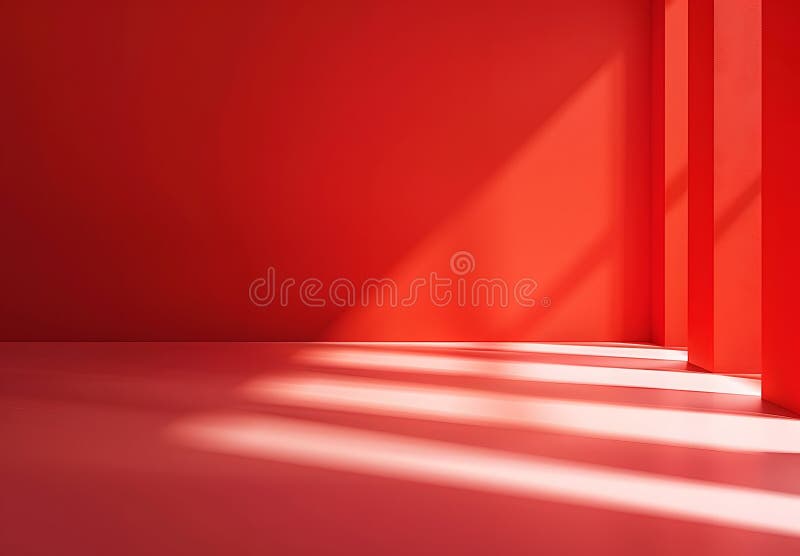 Minimalist Red Room with Light and Shadow Stock Illustration ...