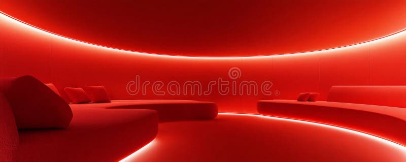 A Minimalist Red Room with Smooth, Curved Walls and Ceiling ...