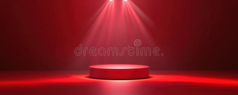 Minimalist Red Stage Background with Spotlight Illumination and ...