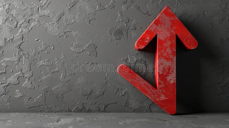 Minimalist Red Stock Ticker Arrow Pointing Steeply Down Against Grey ...
