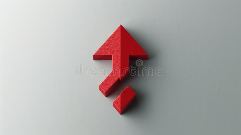 Minimalist Red Stock Ticker Arrow Pointing Steeply Down Against Grey ...