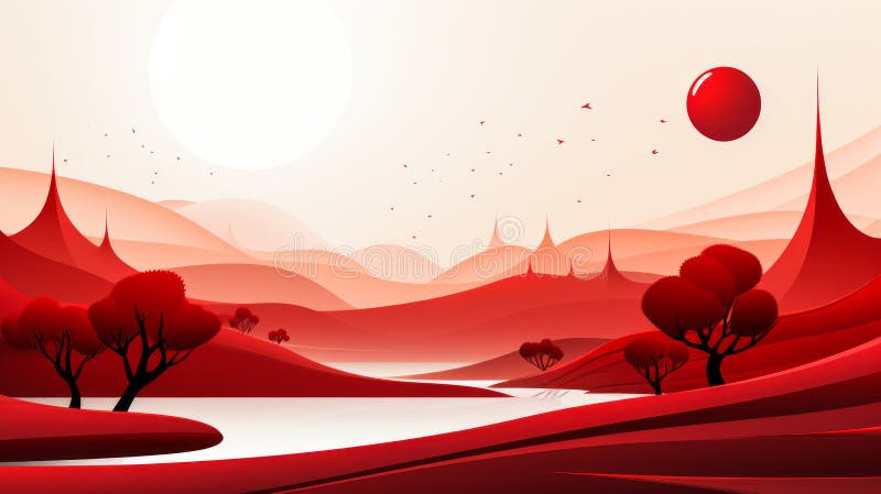 Minimalist Red on White - Clean, Flat Design Stock Illustration ...