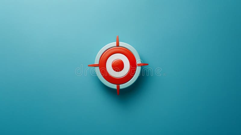 Minimalist Red and White Target on Blue Background, Representing Focus ...