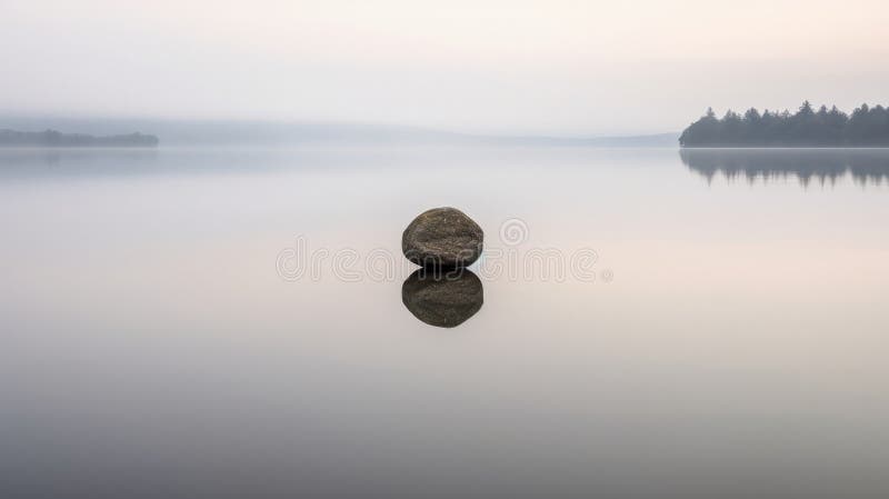 Minimalist Reflection in a Calm Lake. Generative AI Stock Illustration ...