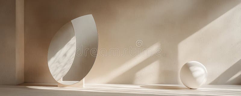 Minimalist Reflective Objects in a Sunlit Space with Sleek Modern Decor ...