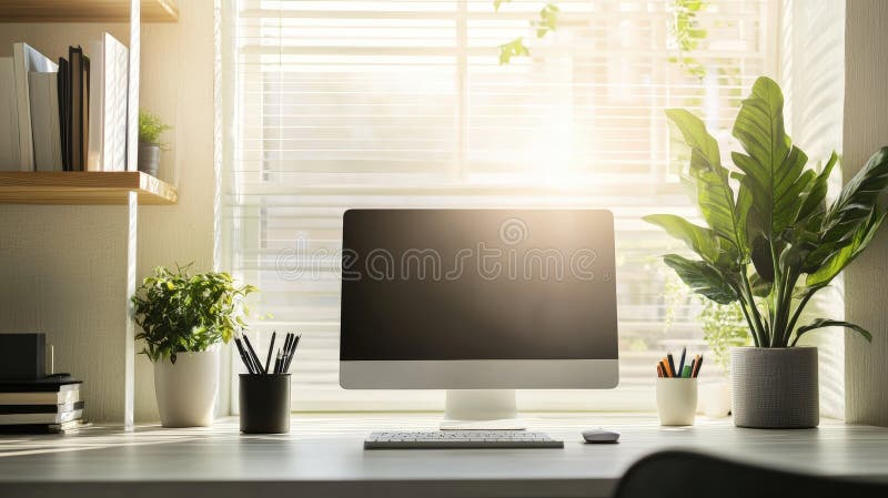 Minimalist Remote Workspace with Ergonomic Setup, Sleek Digital Tools ...