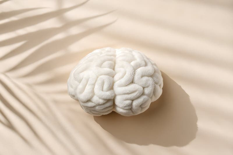 Minimalist Representation of a Brain Crafted from Soft Cotton Situated ...