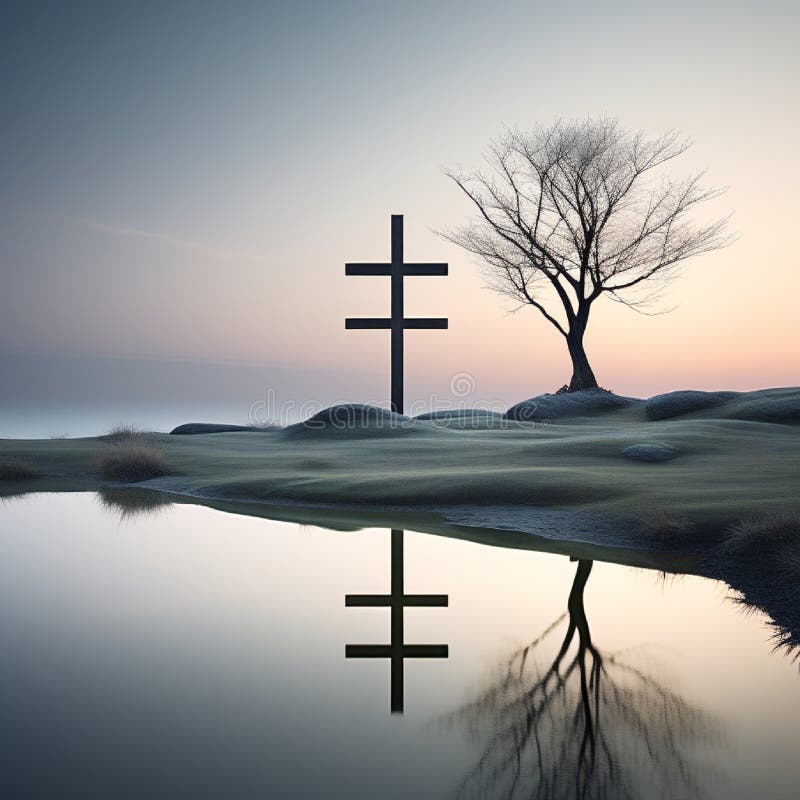 A Minimalist Representation of a Cross in a Serene Natural Setting ...