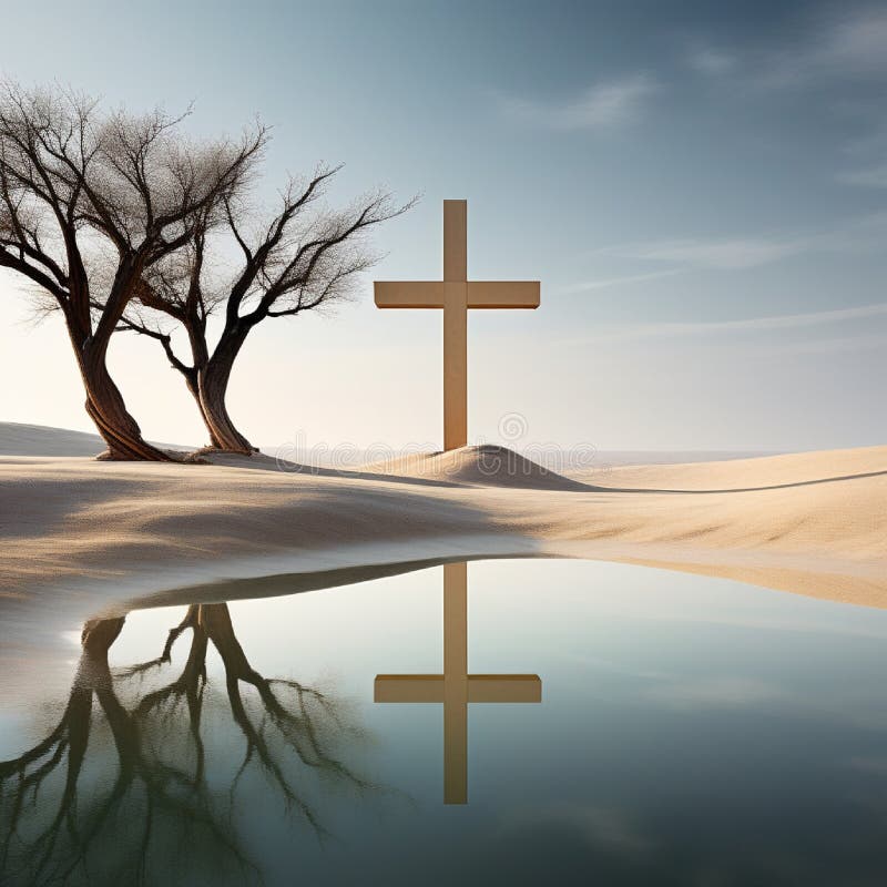 A Minimalist Representation of a Cross in a Serene Natural Setting ...