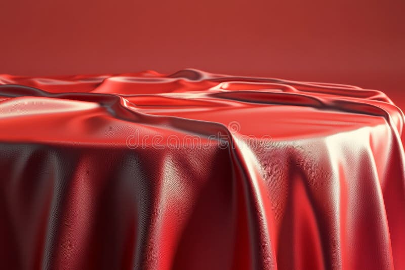 A Minimalist Representation Features a Round Table Covered in Red ...