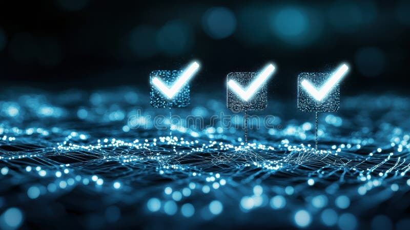 Minimalist Representation of Online Form Checkmarks Floating in ...