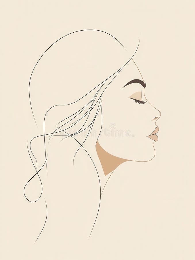 A Minimalist Representation Showcases a Woman S Face in Profile ...