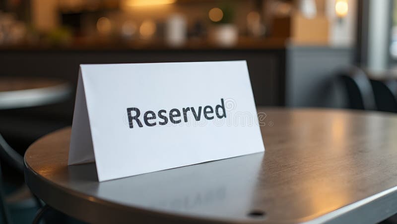Minimalist Reserved Sign on Metal Table in Caf Setting Stock ...