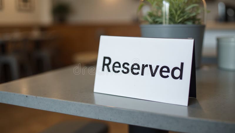 Minimalist Reserved Sign on Metal Table in Caf Setting Stock ...