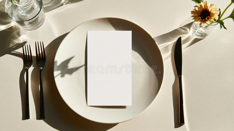 Minimalist Restaurant Table Setting with a Blank Menu Template for ...
