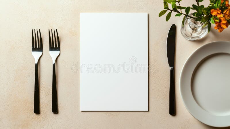 Minimalist Restaurant Table Setting Blank Menu Template Branding Mockup ...