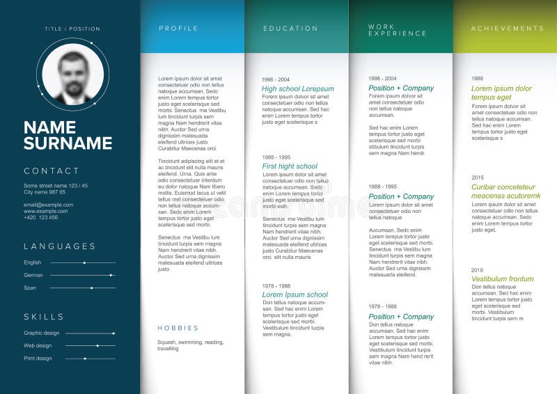 White Modern Horizontal Minimalistic Personal Vector Resume - Cv ...