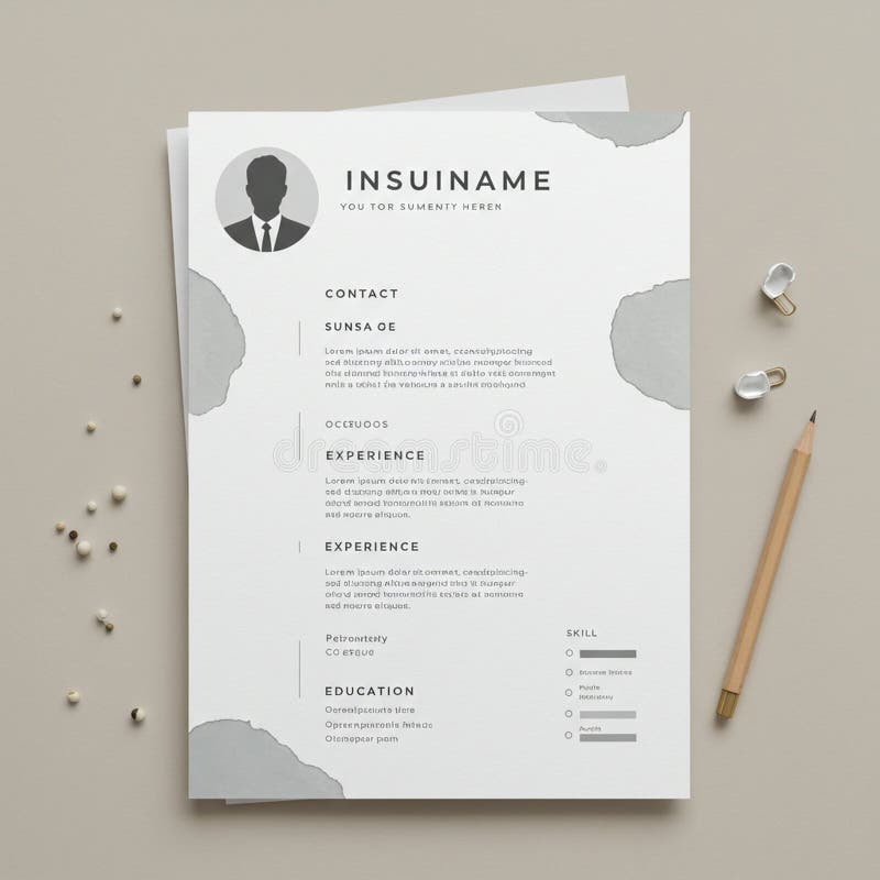 Minimalist Resume Layout on a Neutral Background. Features a Silhouette ...