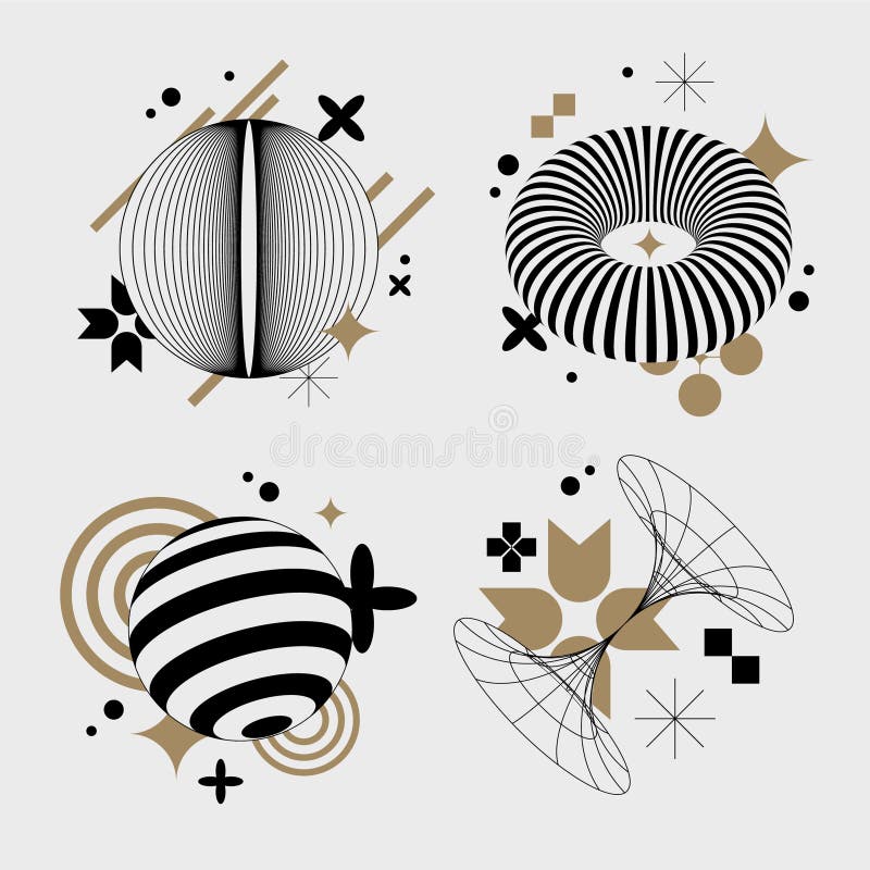 Minimalist Retro Futuristic Elements Set in Flat Design Stock ...