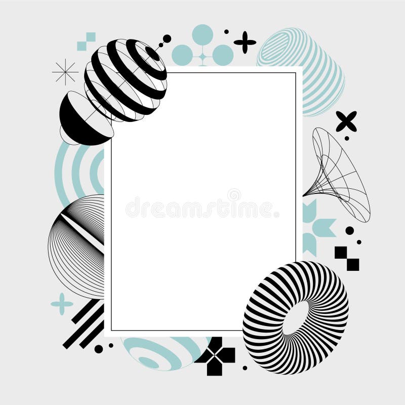 Minimalist Retro Futuristic Frame in Flat Design Stock Illustration ...