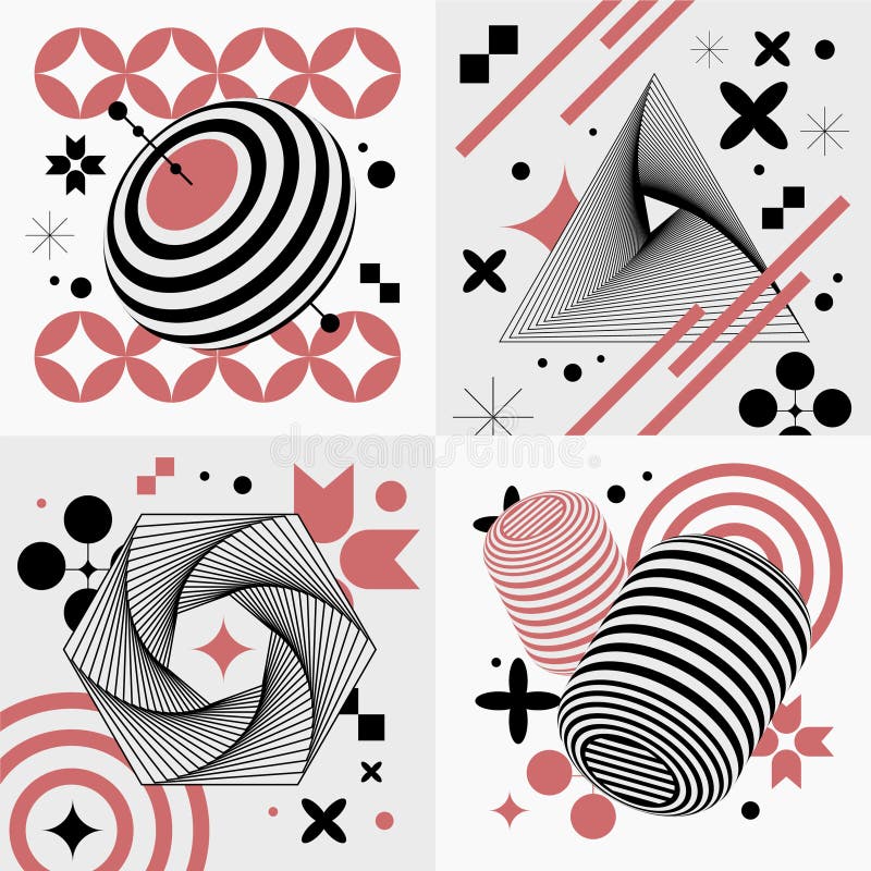 Minimalist Retro Futuristic Illustrations in Flat Design Stock ...