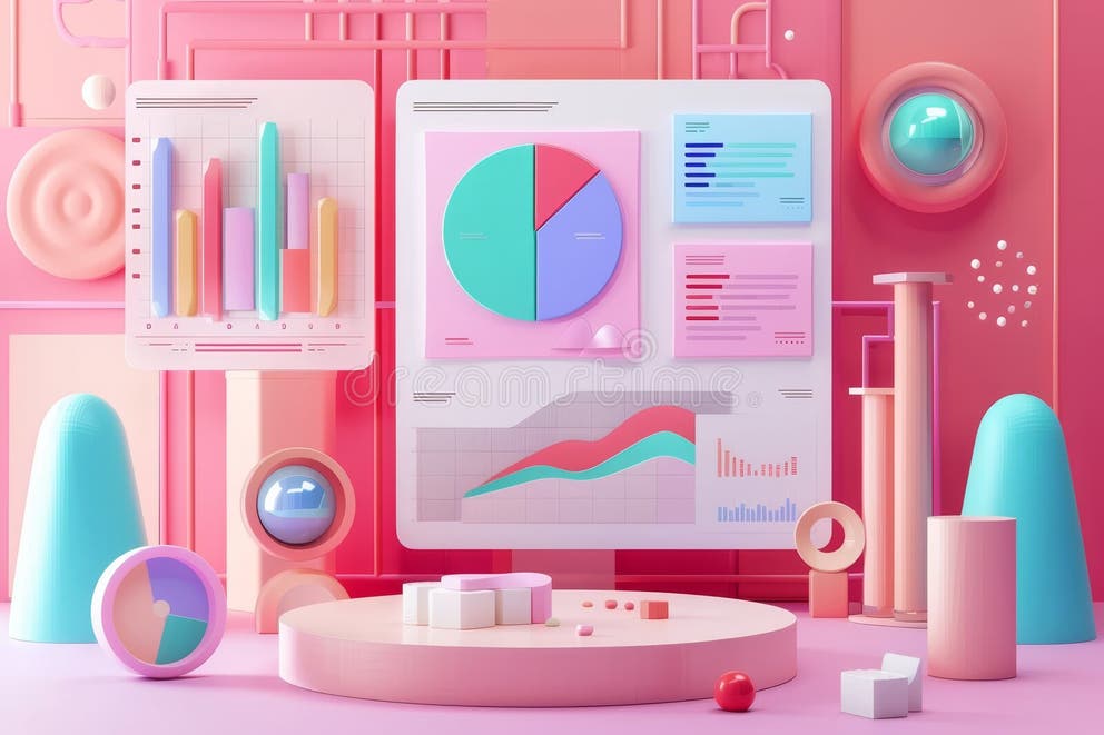 Minimalist Retro Futuristic Ppt Design with 3d Elements for Chart Data ...