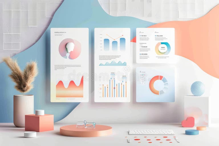 Minimalist Retro Futuristic Ppt Design with 3d Elements for Chart Data ...