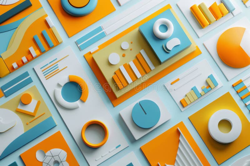 Minimalist Retro Futuristic Ppt Design with 3d Elements and Chart Data ...