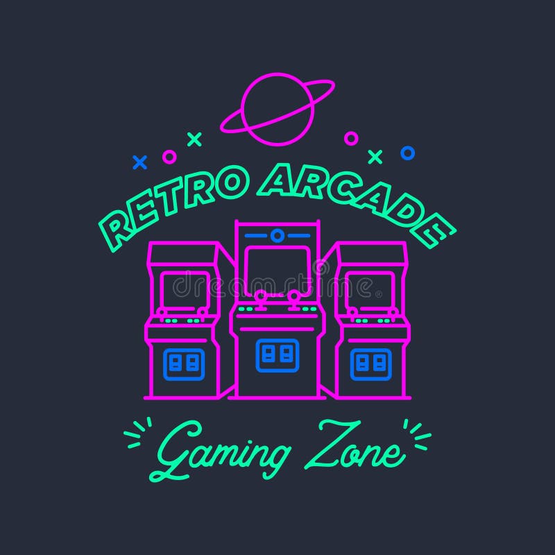 Minimalist Retro Gaming Arcade Machine Line Art Icon Logo Vector ...