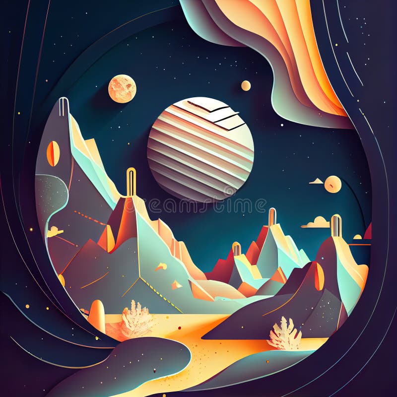 Retro Moonscape Stock Illustrations – 250 Retro Moonscape Stock ...