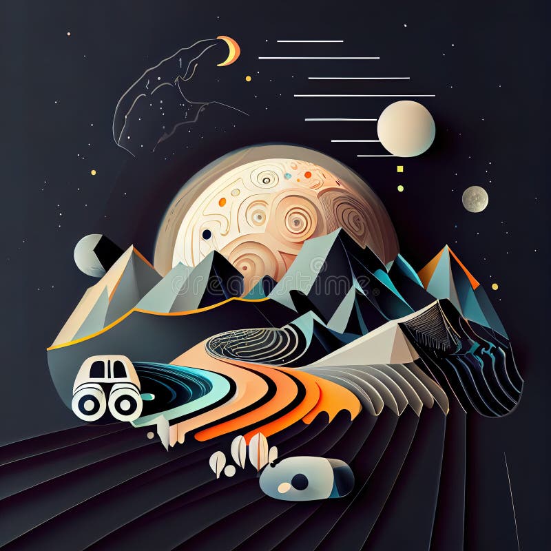 Retro Moonscape Stock Illustrations – 250 Retro Moonscape Stock ...